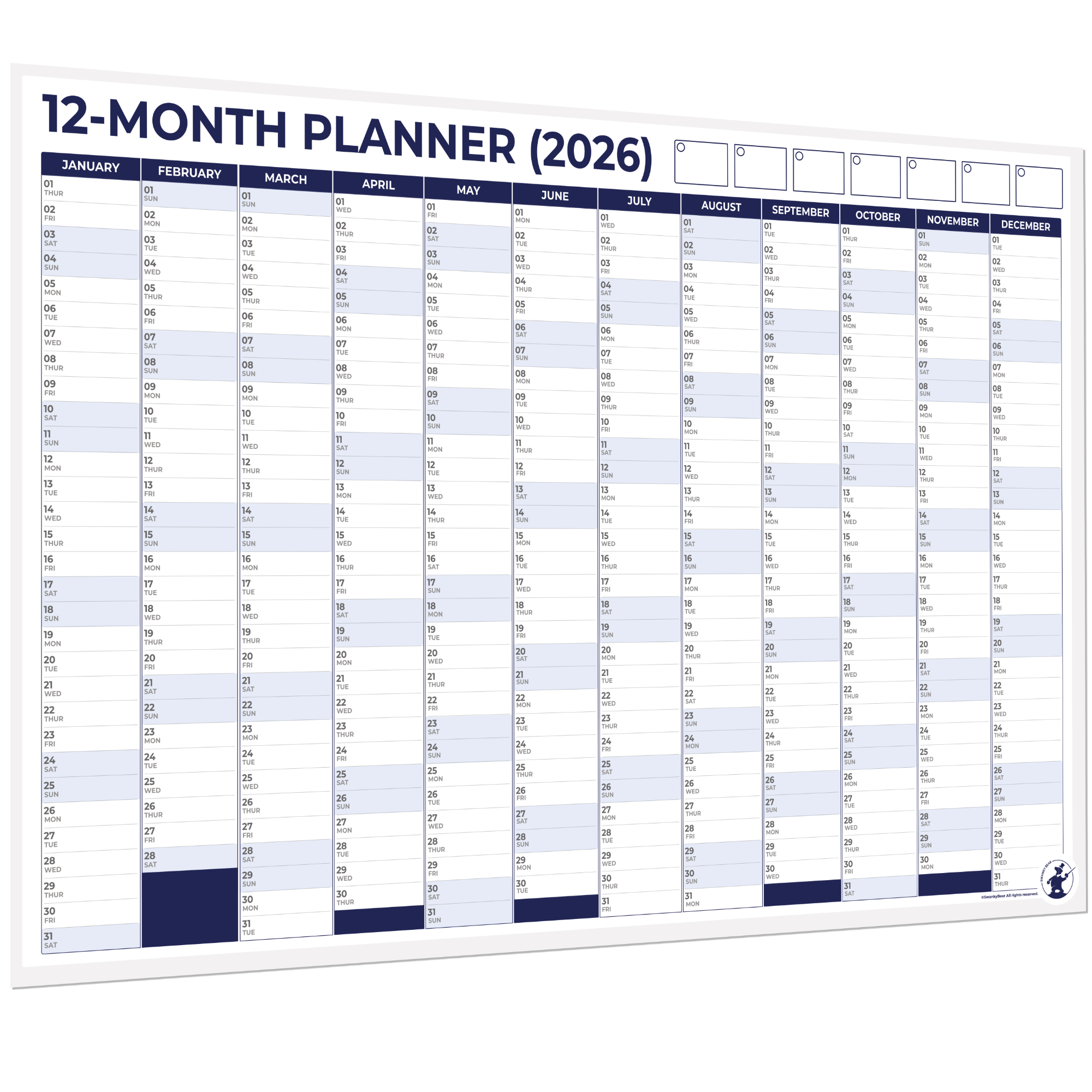 A0 2026 Dated Wall Planner with 12-Month Pastel Layout Non-Laminated ...